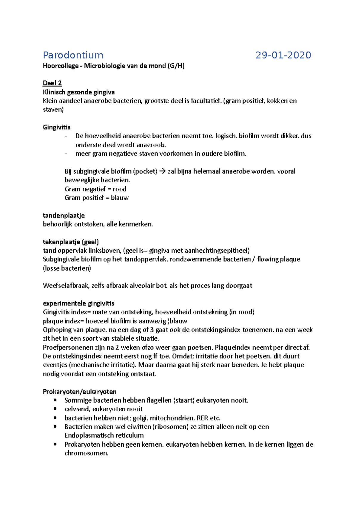 Parodontium deel 2 - Microbiologie van de mond - Parodontium 29-01 ...