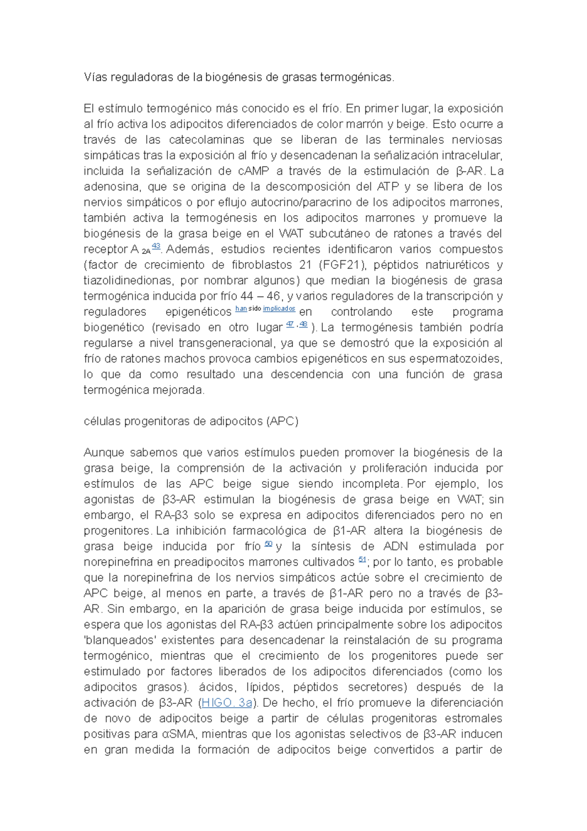 INFO - termogenesis TAM y TAB - Vías reguladoras de la biogénesis de ...