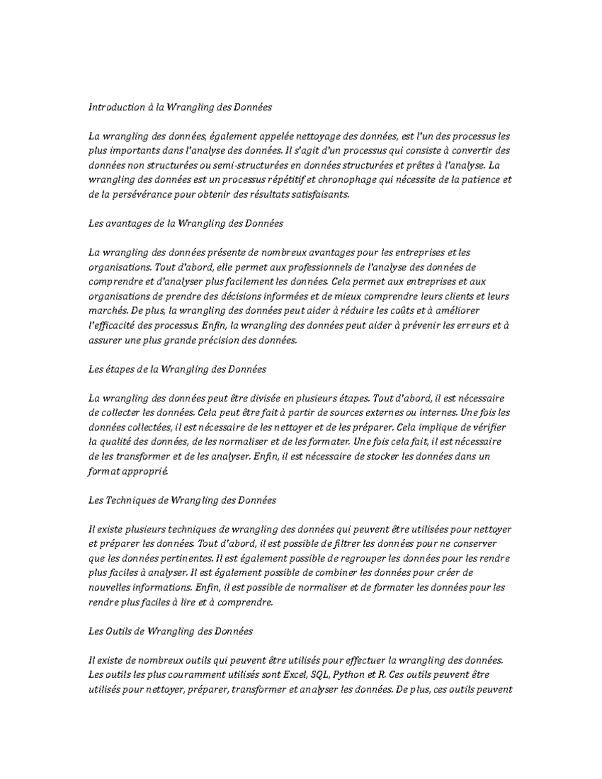 Data Wrangling note study - Introduction à la Wrangling des Données La ...