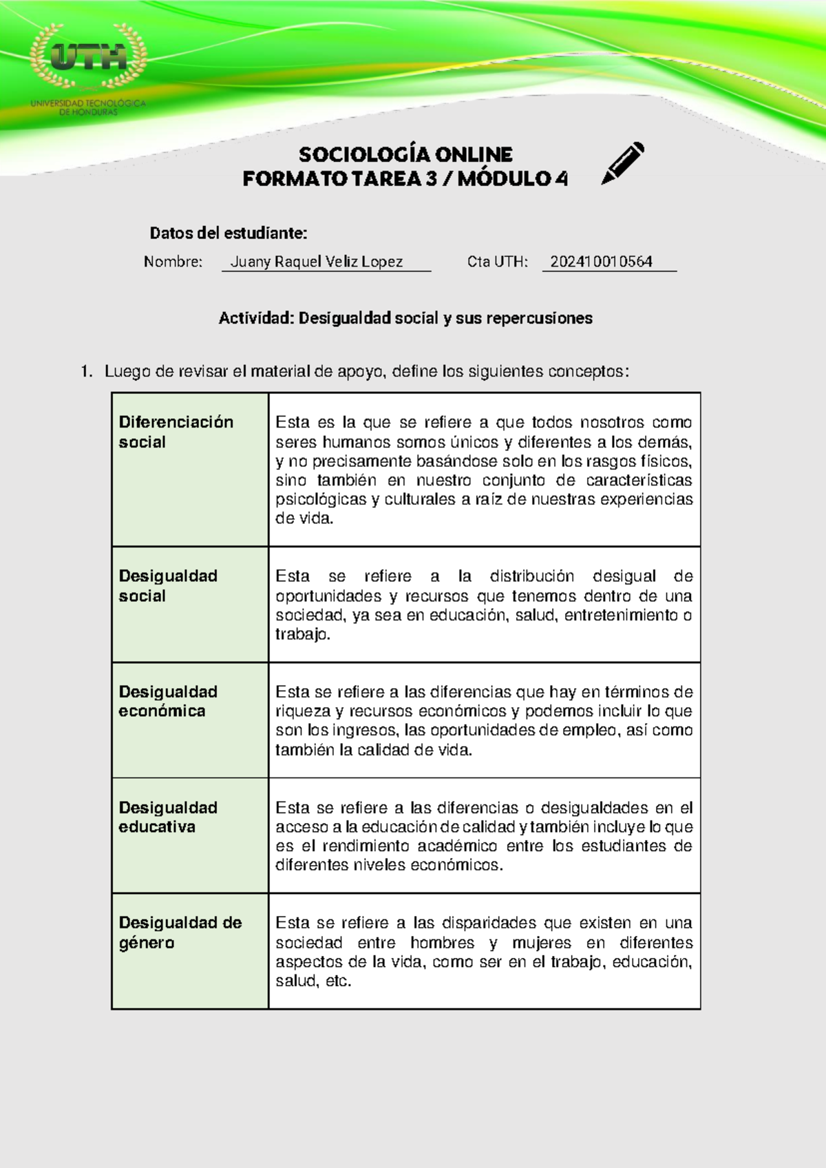 Formato Tarea 3 Modulo 4 S - SOCIOLOGÍA ONLINE FORMATO TAREA 3 / MÓDULO 4 Datos del estudiante ...