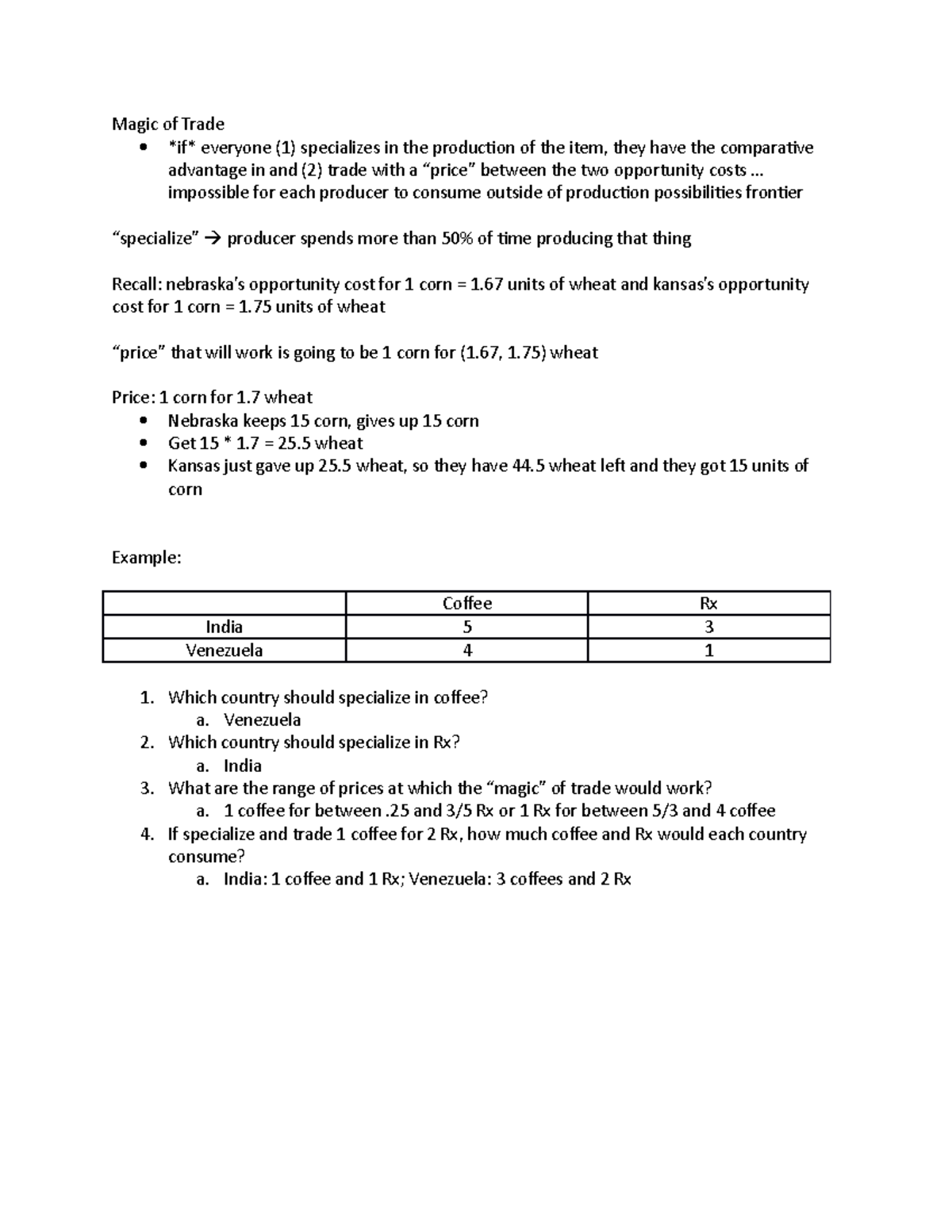 ECON 221 magic of trade - Magic of Trade if everyone (1) specializes in ...