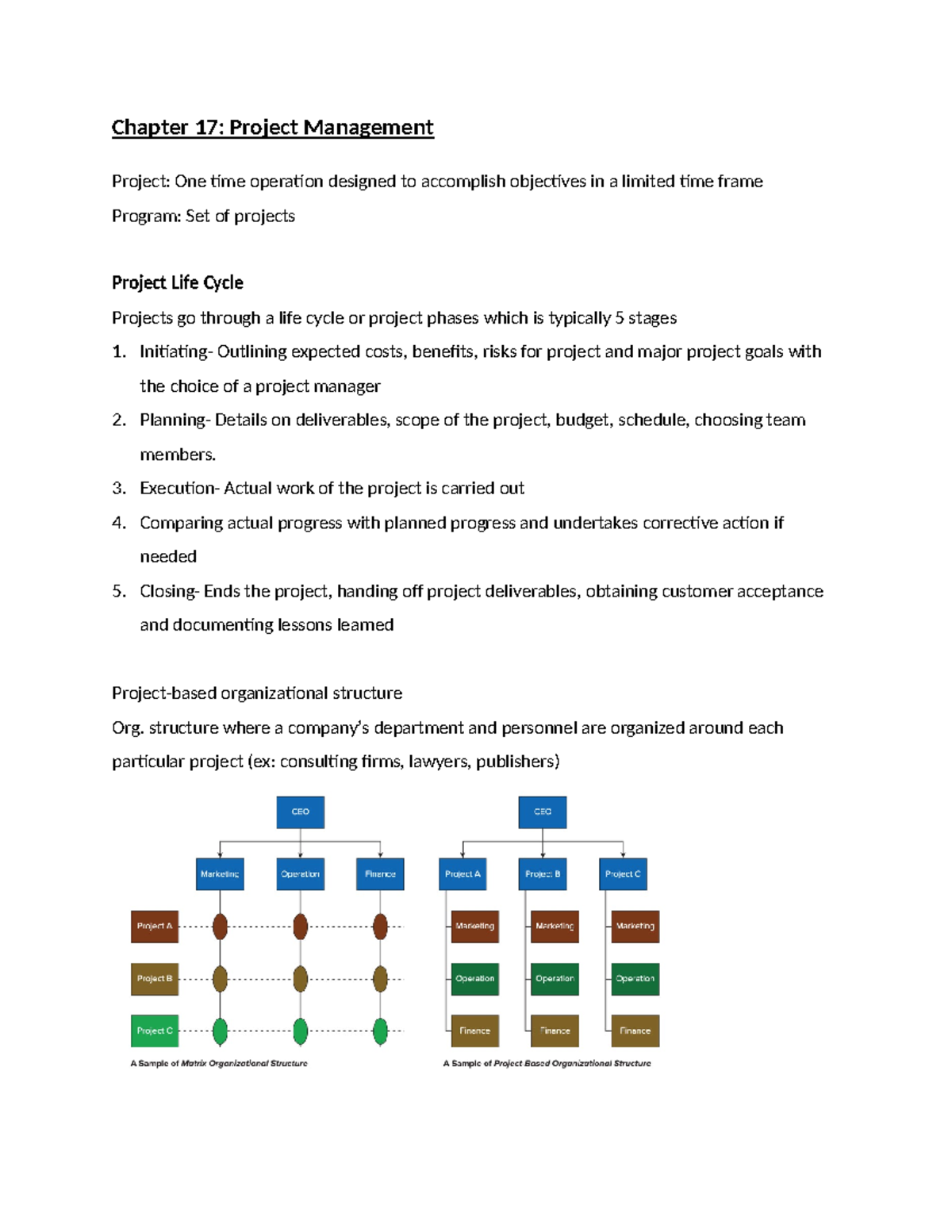 Chapter 17 - no add. info - Chapter 17: Project Management Project: One ...