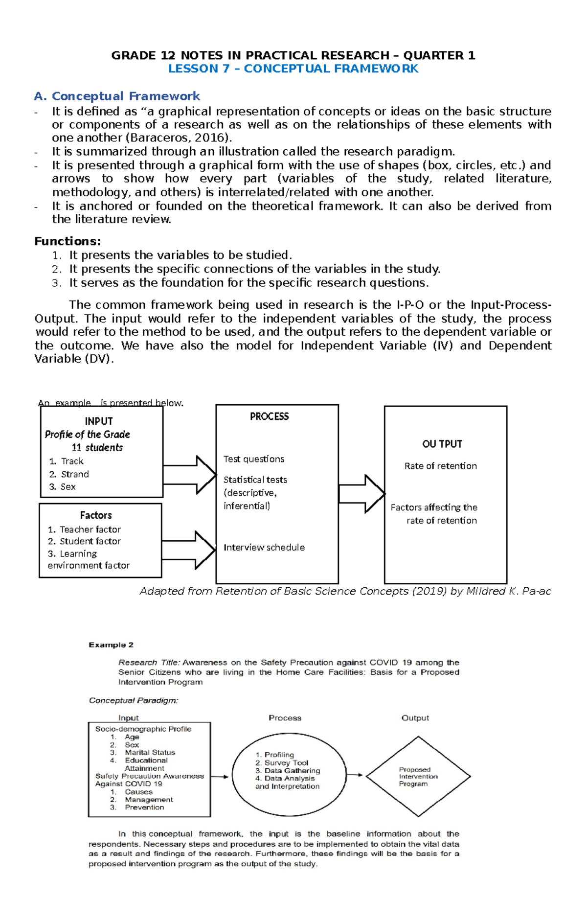 Lesson 9 - This is a guide in writing the conceptual framework of a ...