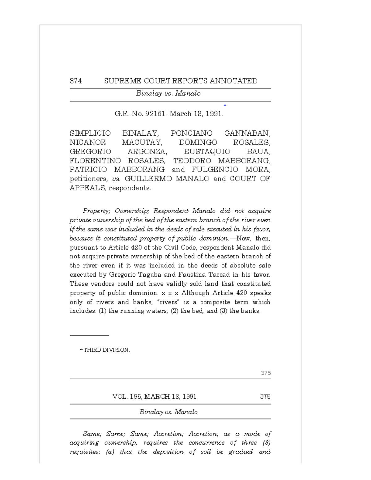 Binalay v. Manalo - digest - 374 SUPREME COURT REPORTS ANNOTATED ...