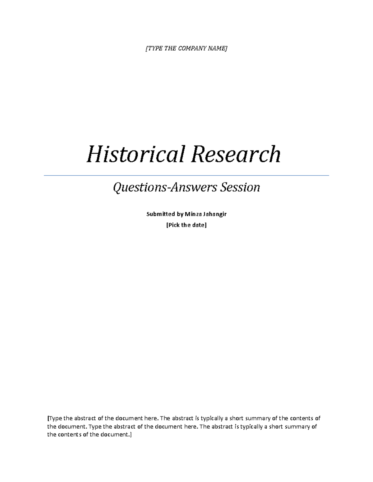 Research - sample - [TYPE THE COMPANY NAME] Historical Research ...