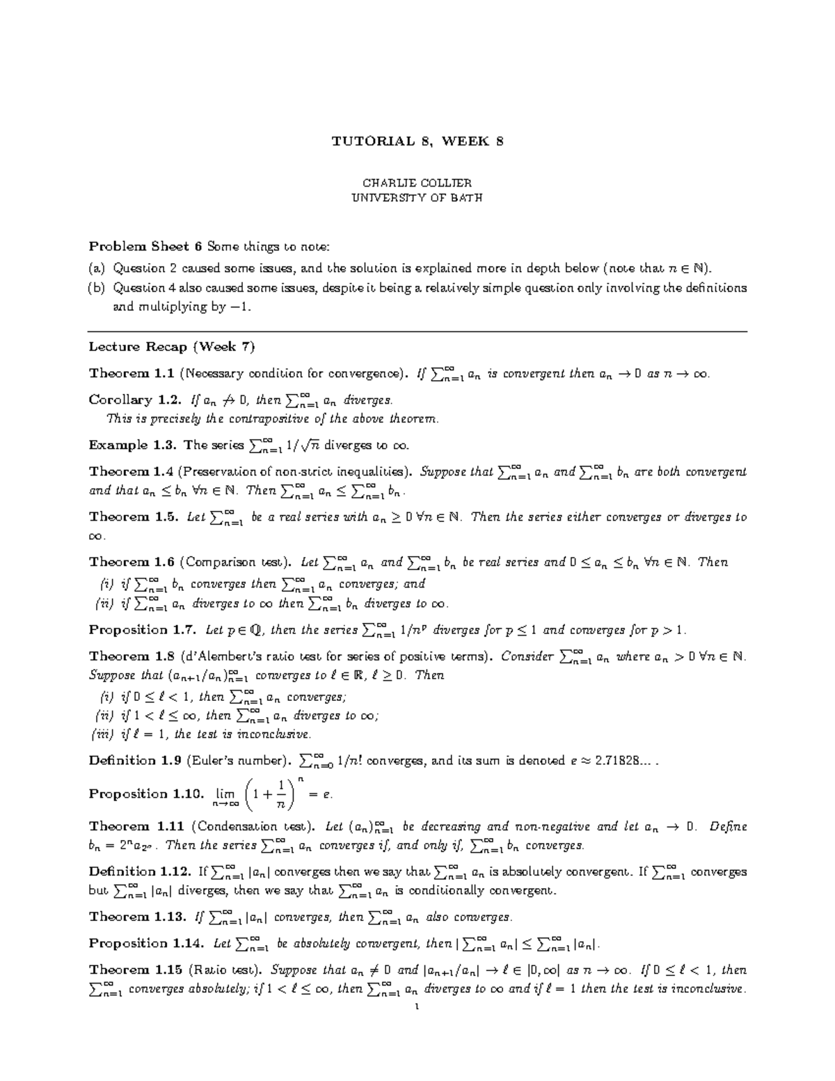 MA10207 2017-2018 Tutorial Notes Week 8 - TUTORIAL 8, WEEK 8 CHARLIE ...
