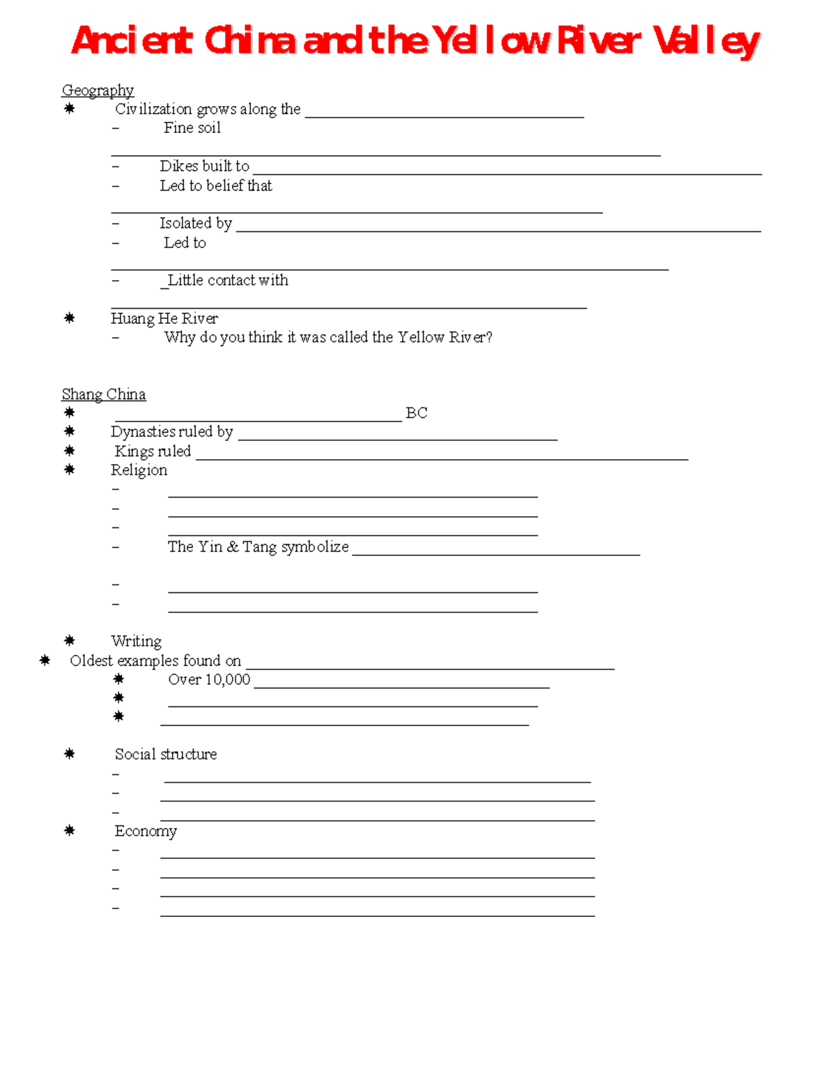 04 - Ancient China Guided Notes - AAnncciieenntt CChhiinnaa aanndd ...