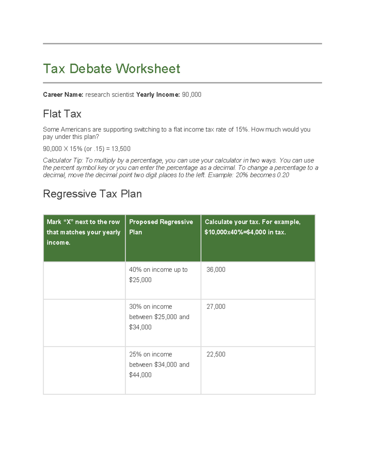 02.03 sharing with uncle sam - Tax Debate Worksheet Career Name ...