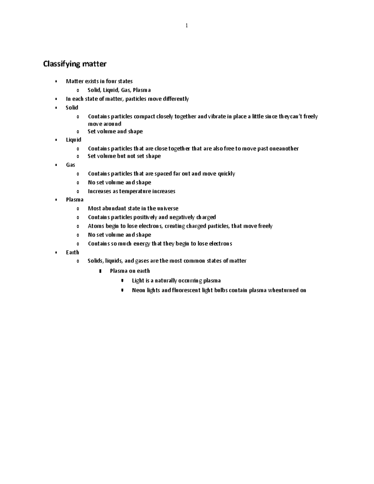 Classification of Matter - Classifying matter Matter exists in four ...