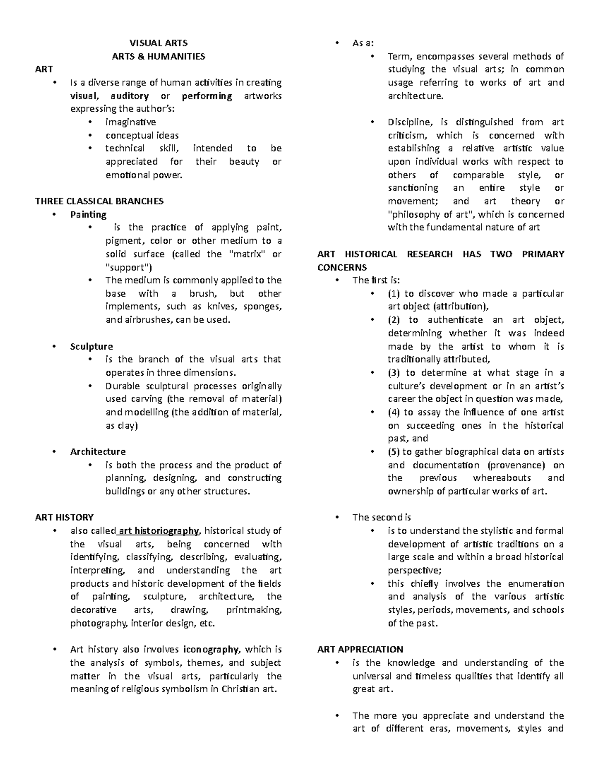 Visual arts, symbolism - VISUAL ARTS ARTS & HUMANITIES ART Is a diverse ...