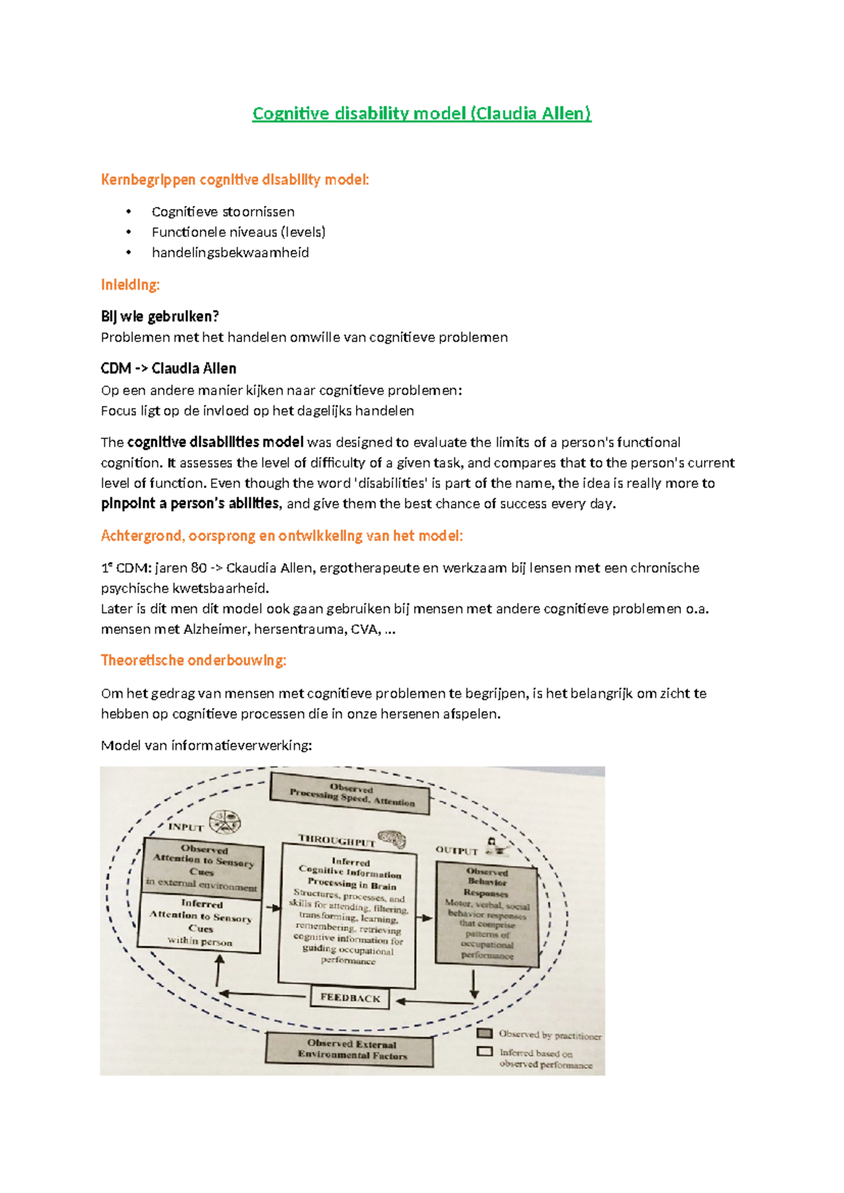 Cognitive disability model - It assesses the level of difficulty of a ...