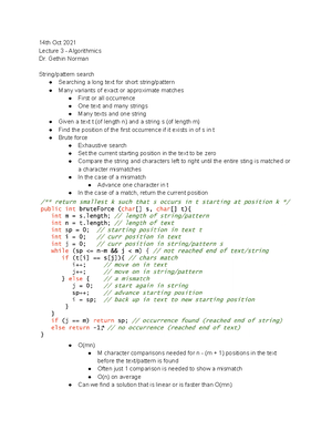Algorithmics I Bullet Pointed Key Concepts 2020 2021 - Revision Big O ...
