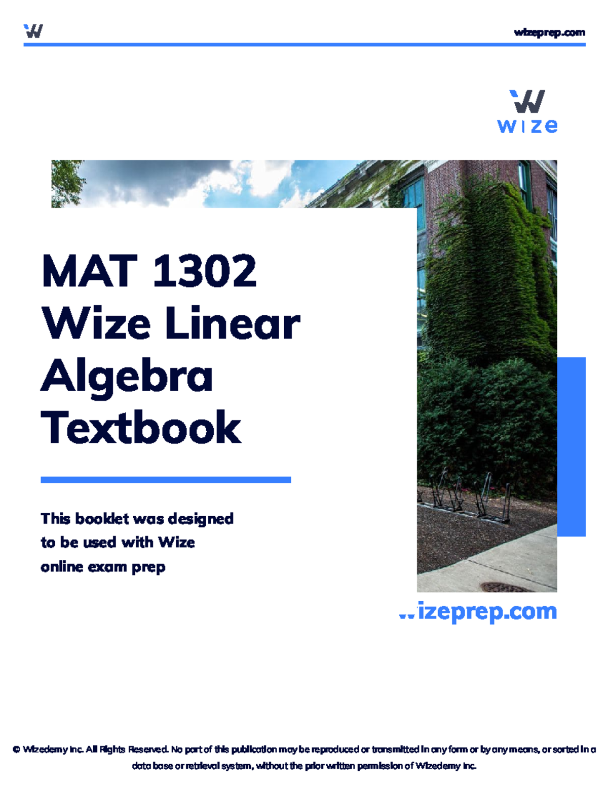 Chapter 1Booklet - wizeprep MAT 1302 Wize Linear Algebra Textbook This booklet was designed to ...