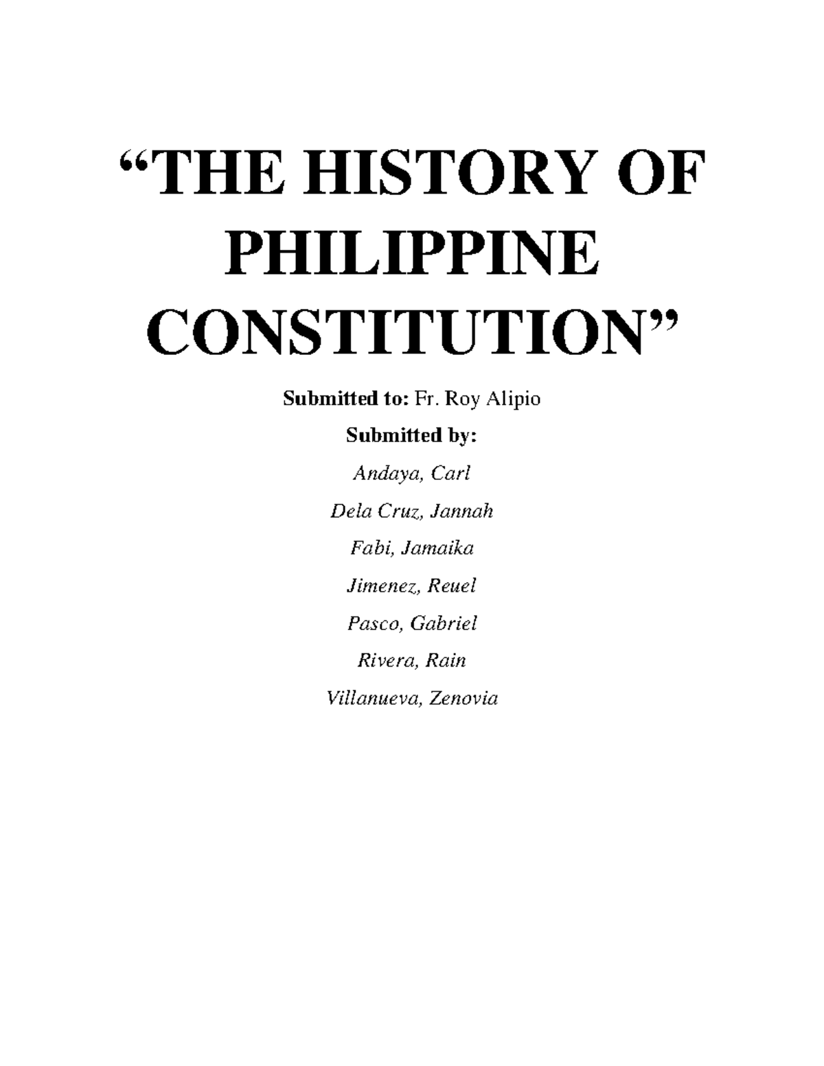 THE History OF Philippine Constitution Written