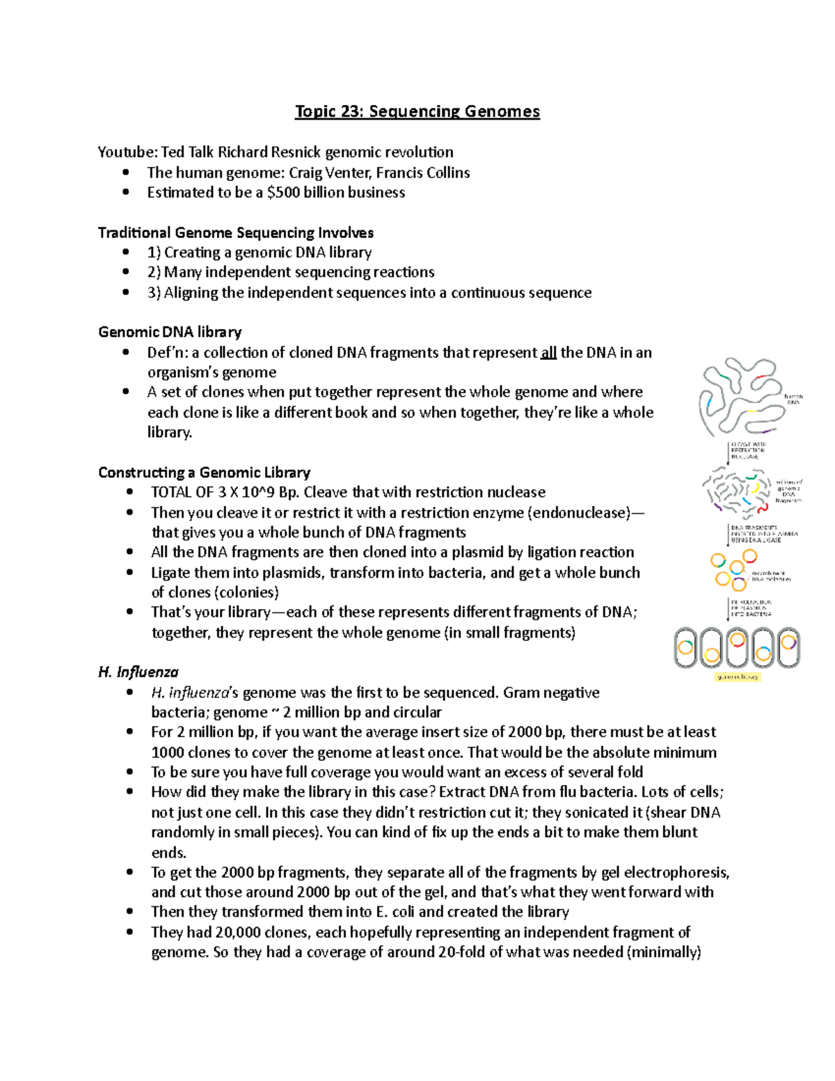 Topic-23 - Lecture notes 23 - Topic 23: Sequencing Genomes Youtube: Ted ...