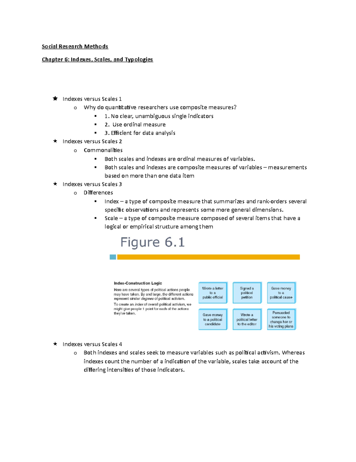 Social Research Methods Chapter 6 Indexes, Scales, and Typologies - No ...