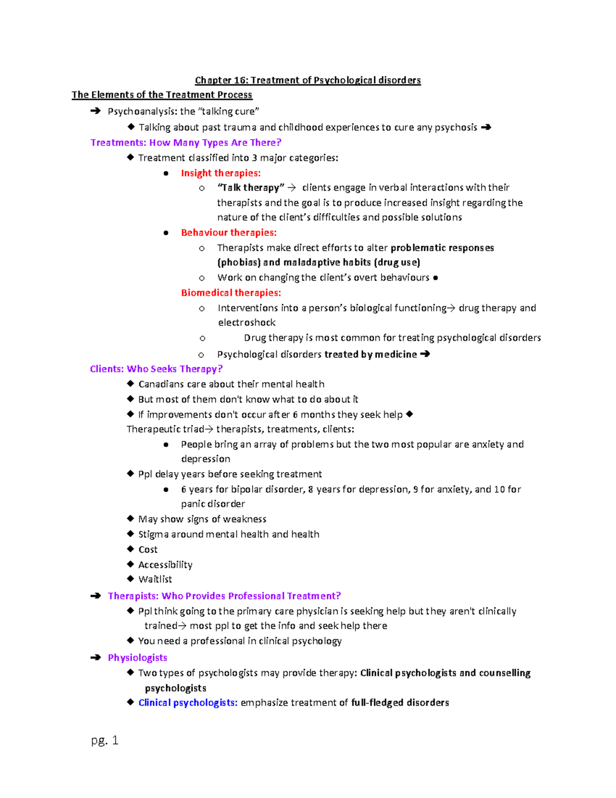 Chapter 16 Treatment of Psychological disorders - Chapter 16: Treatment ...