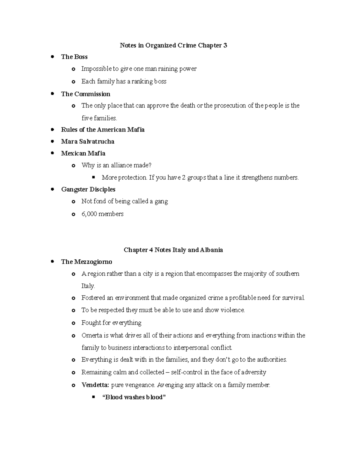 Organized Crime 1 Notes - Notes in Organized Crime Chapter 3 The Boss o ...