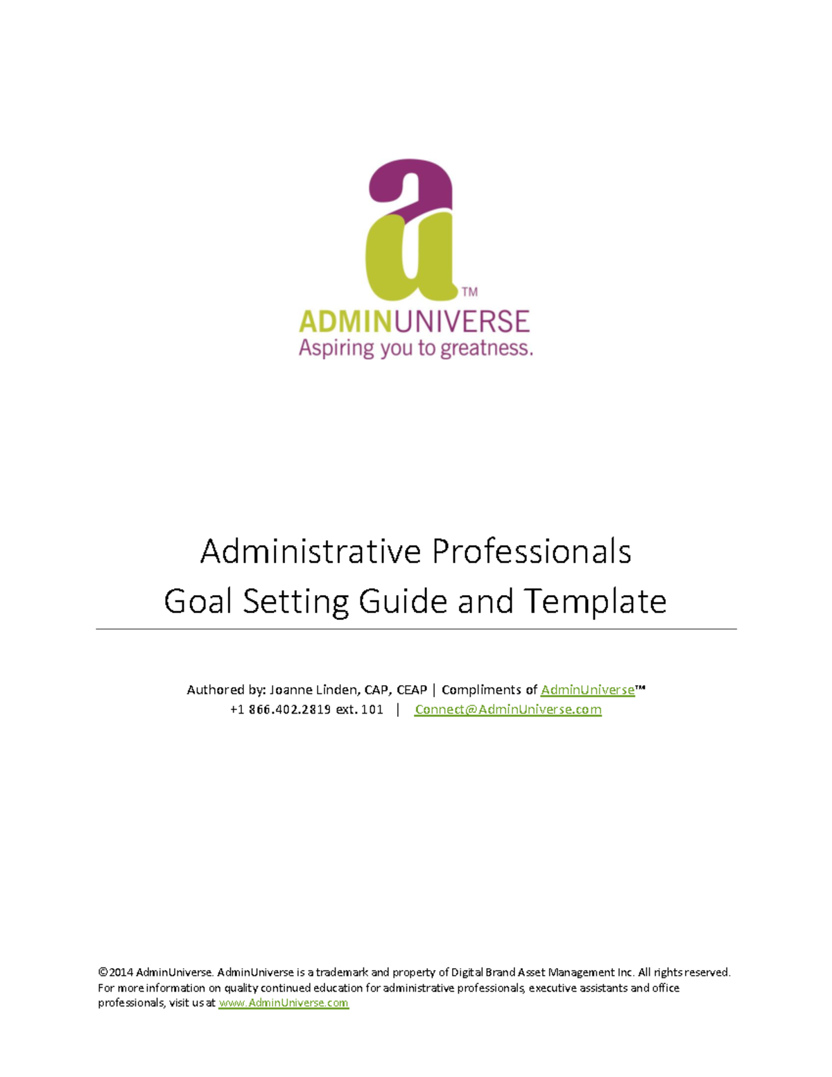 Administrative Professionals Goal Setting Guide Template ...