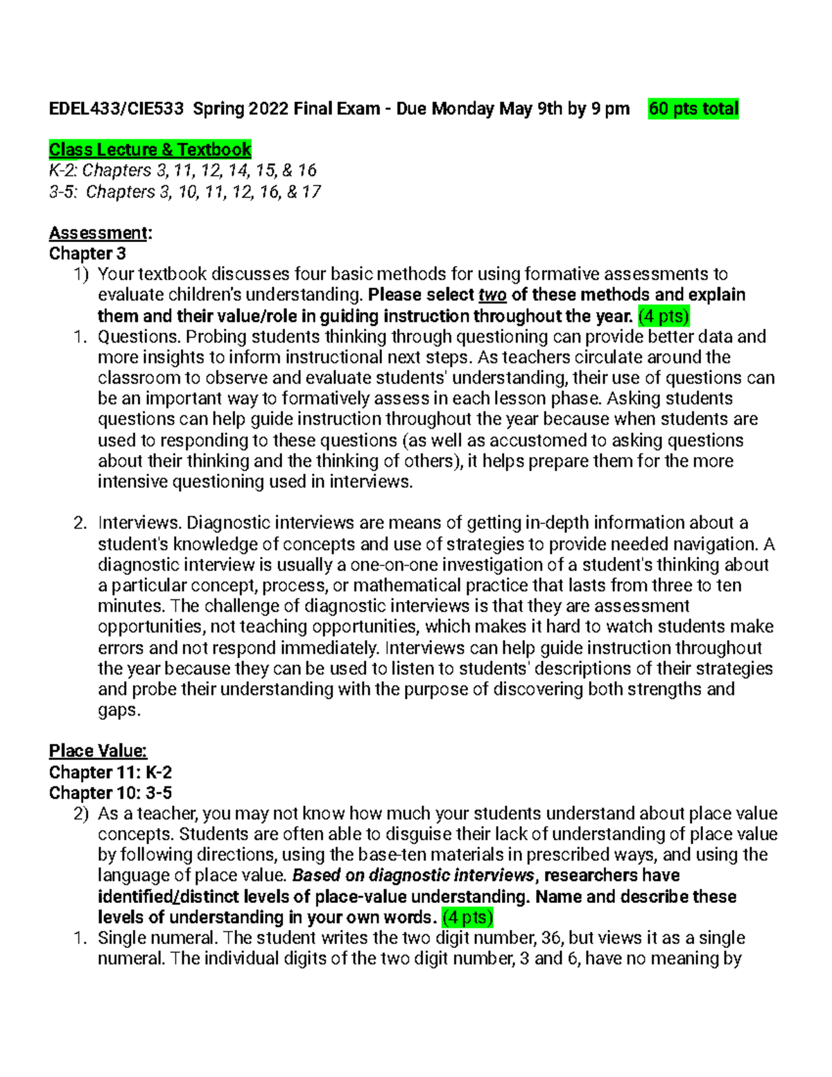 Final Exam assignment - EDEL433/CIE533 Spring 2022 Final Exam - Due ...