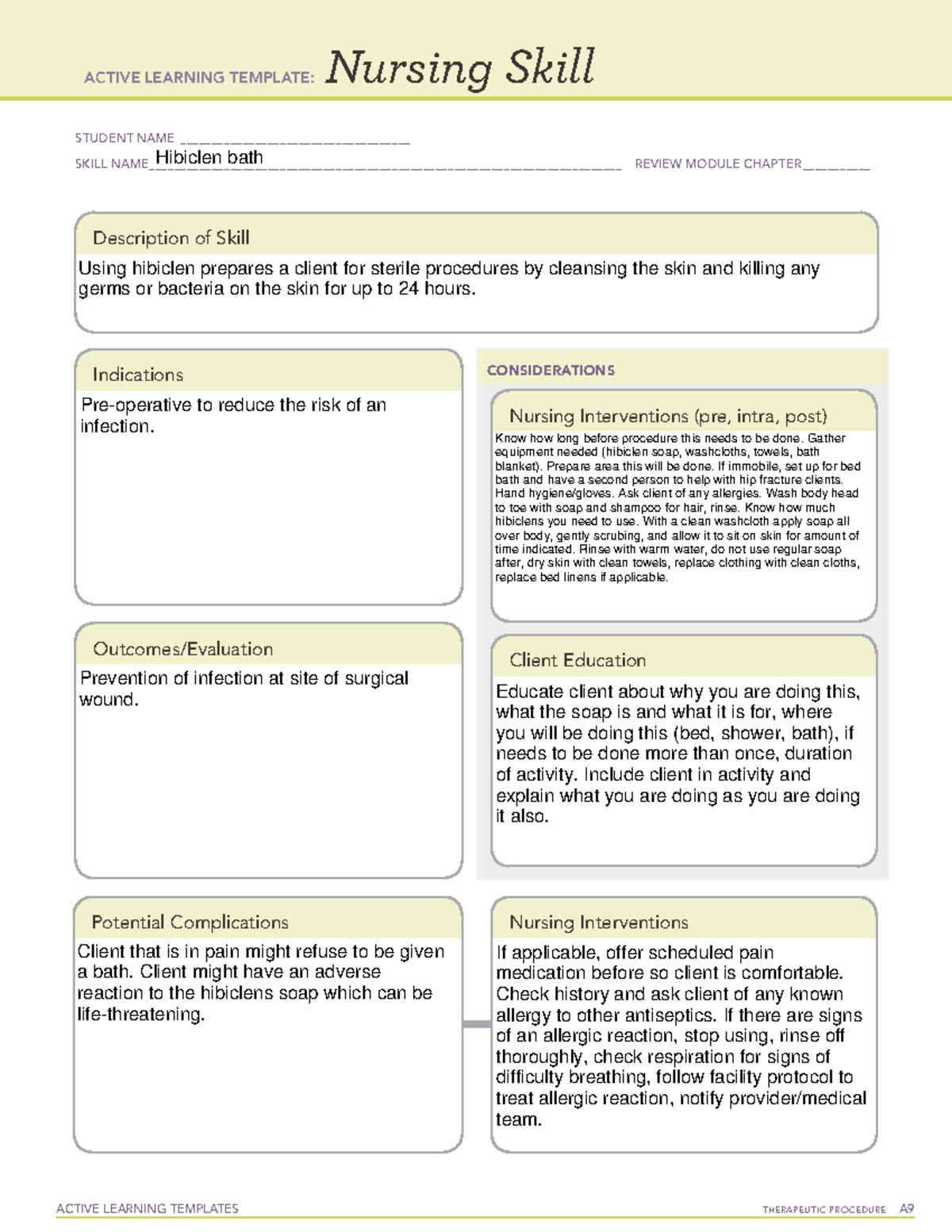ALT Hibiclen bath 1 - ATI ALT that are required to attend lab - ACTIVE ...