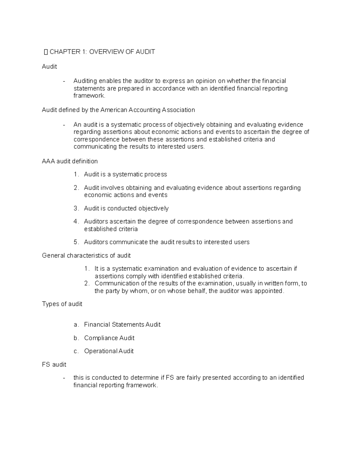 Overview - 🐀 CHAPTER 1: OVERVIEW OF AUDIT Audit Auditing enables the ...