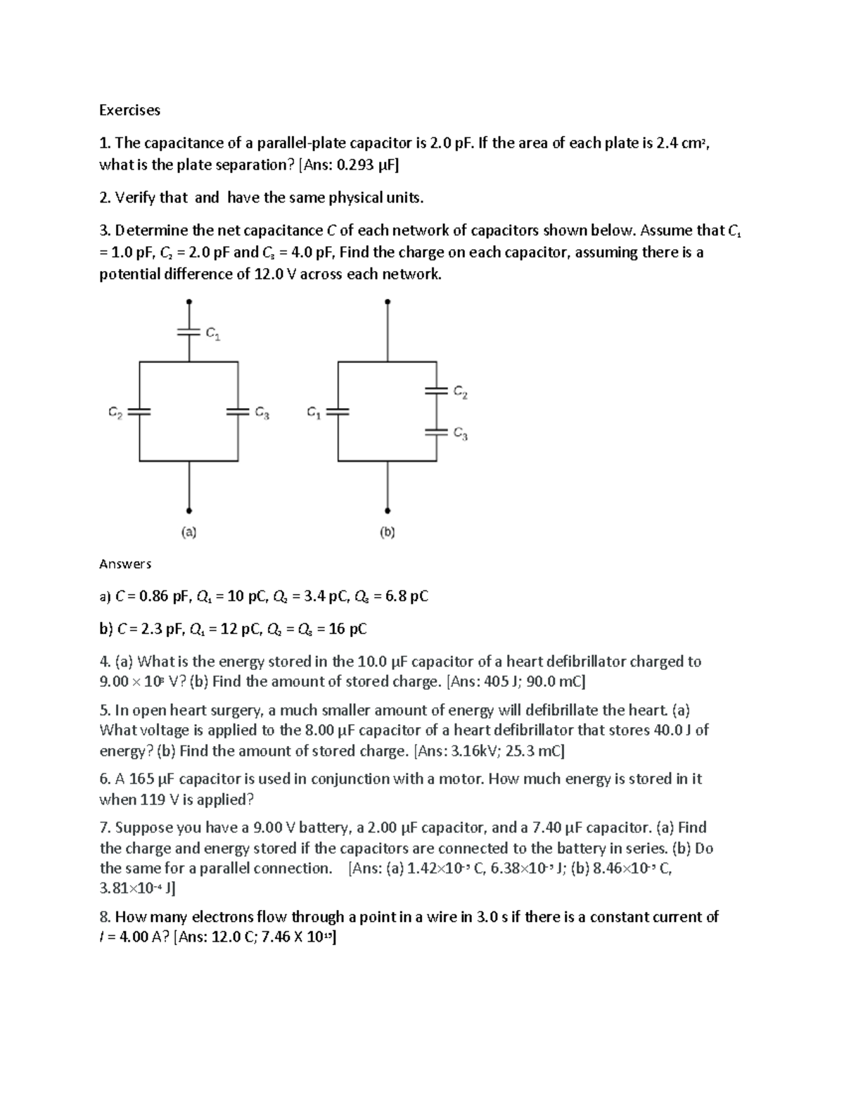 Physics-note-1 - Exercises The capacitance of a parallel-plate ...