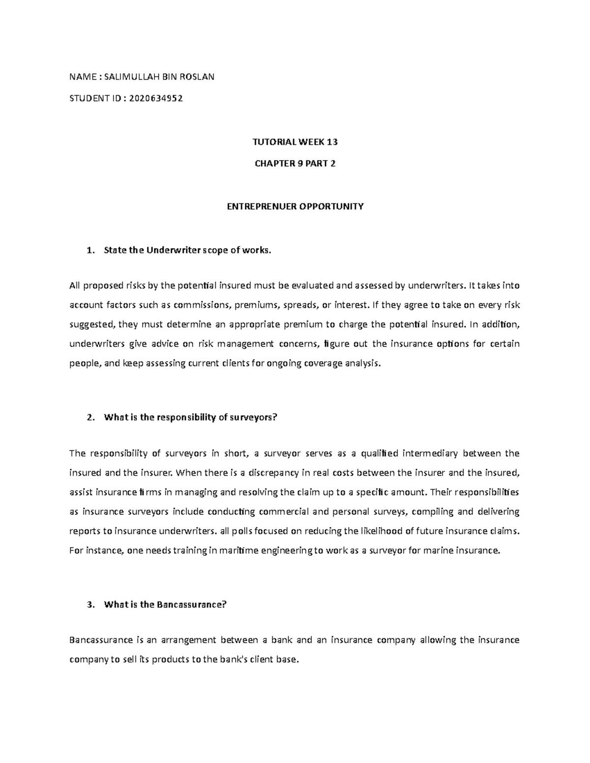 INS TT W13 - tutorial ins - NAME : SALIMULLAH BIN ROSLAN STUDENT ID ...