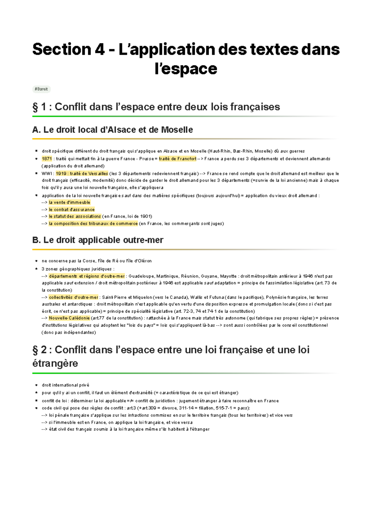 Section 4 - L’application des textes dans l’espace - Section 4 - L ...
