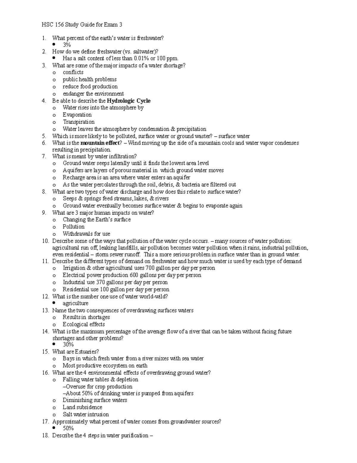 Exam+3+-study+guide+w+answers - HSC 156 Study Guide for Exam 3 What ...