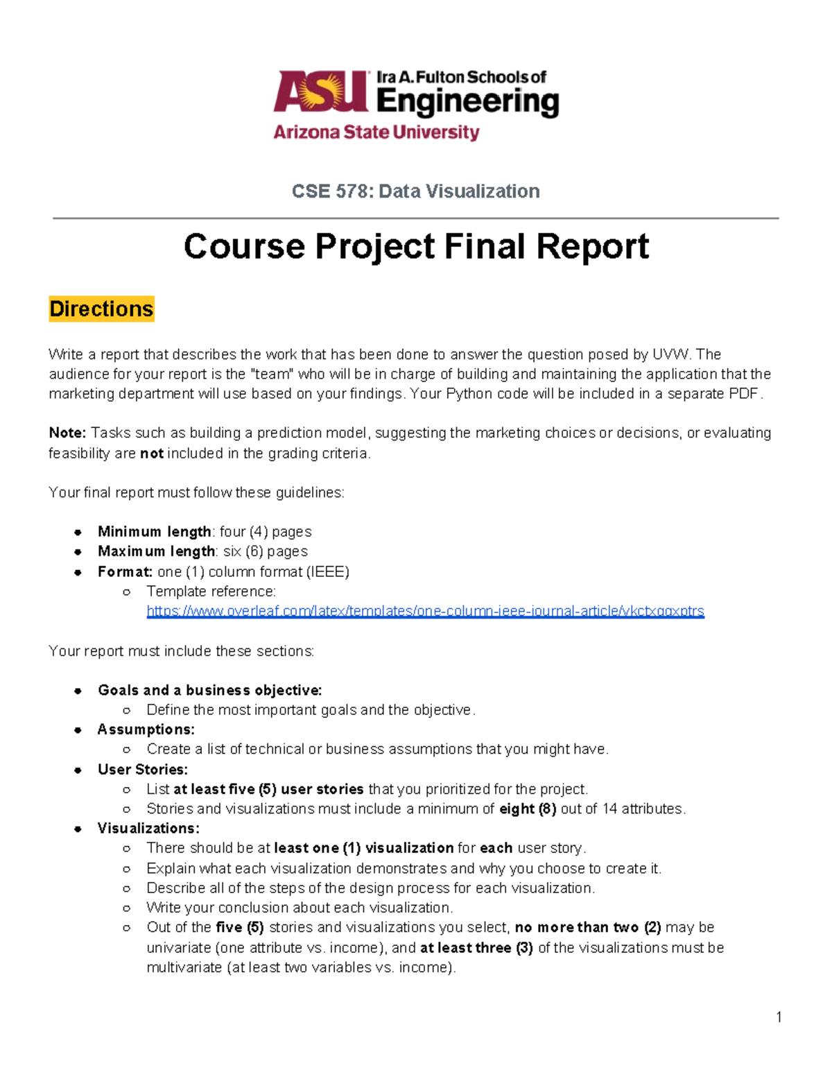 Attachment 1 - Check - CSE 578: Data Visualization Course Project Final Report Directions Write ...