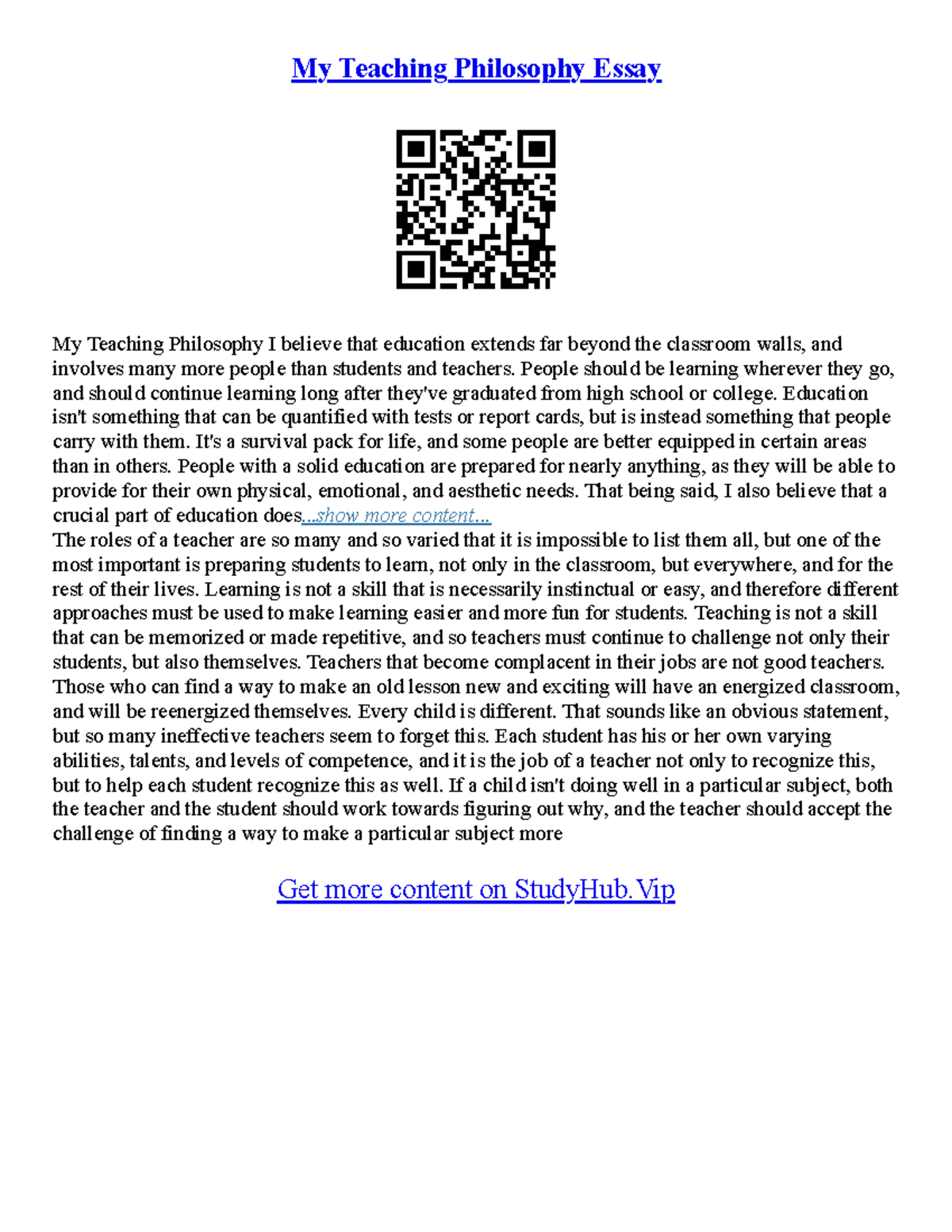 Example Of 5 Paragraph Essay - My Teaching Philosophy Essay My Teaching ...