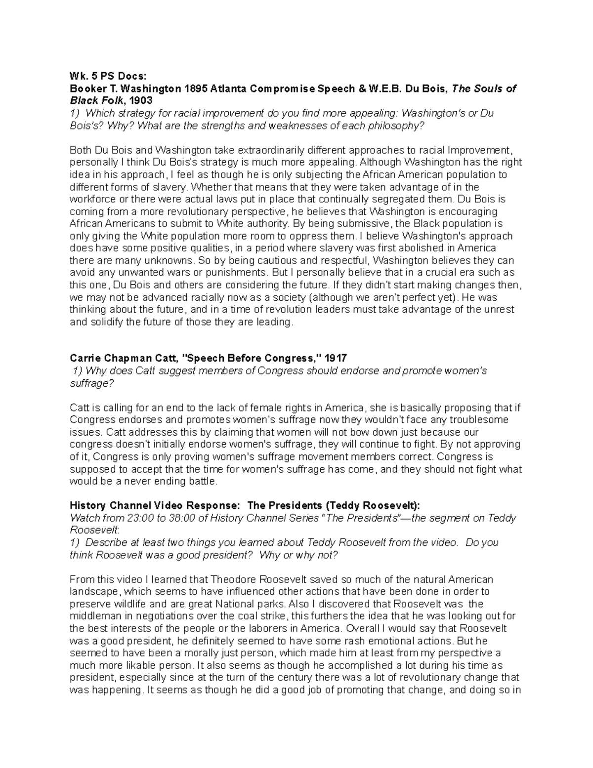 Homework 4, Primary Source Analysis - Wk. 5 PS Docs: Booker T ...