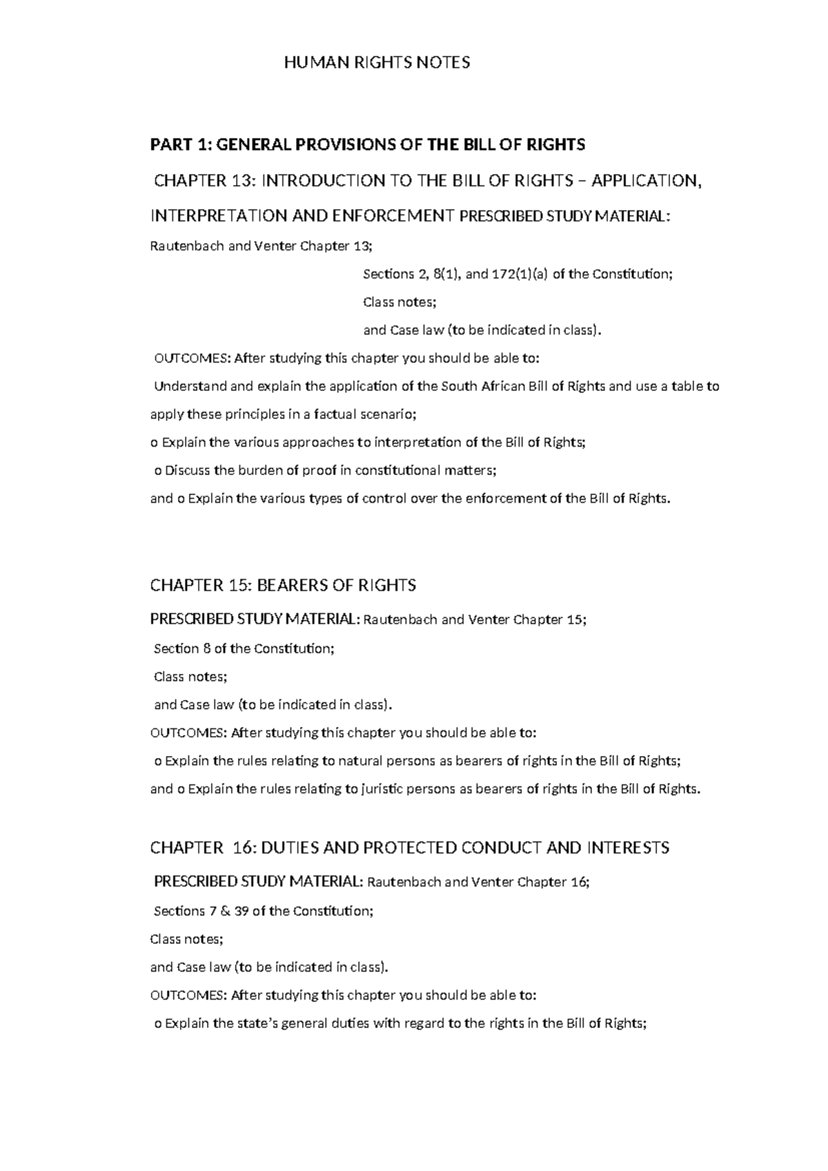 Human Rights Notes - PART 1: GENERAL PROVISIONS OF THE BILL OF RIGHTS ...