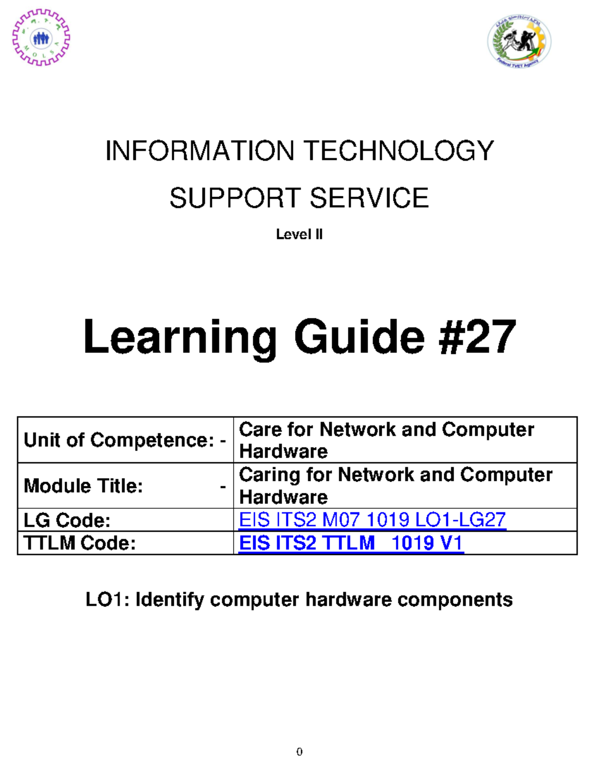 LO1 Identify computer hardware components - INFORMATION TECHNOLOGY ...