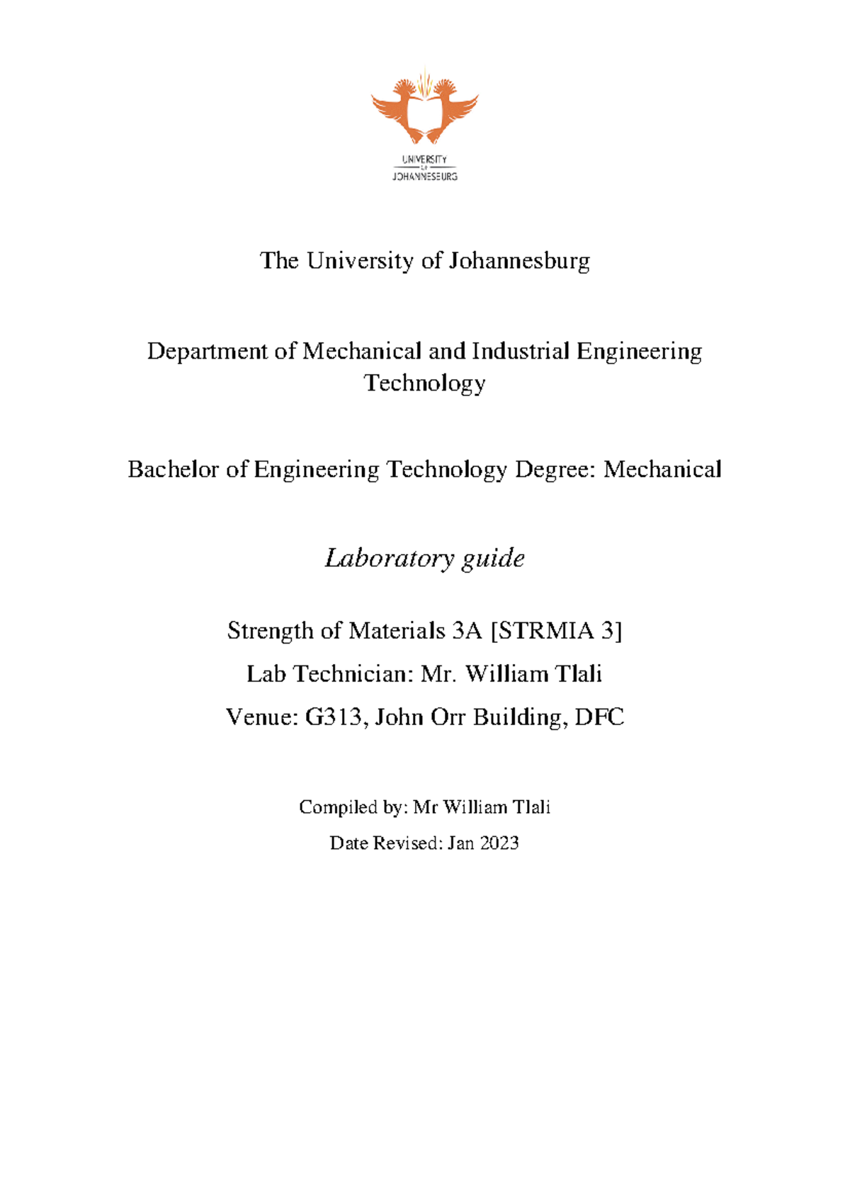 Laboratory Strength 3A - incl G.A.5 marking matrix - The University of ...
