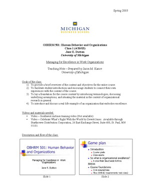 MOB-notes - Human Behavior in Organization - LECTURE NOTES ON ...