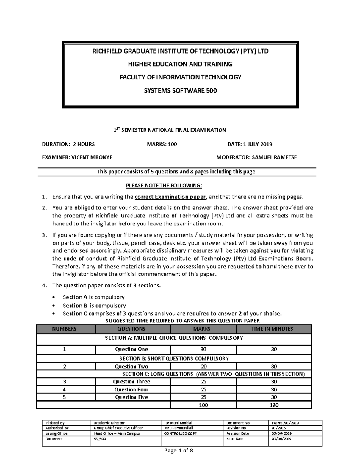 System Software 500-2 - practice with this - Initiated By Academic ...