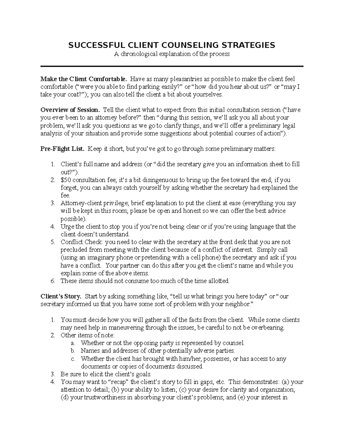 About the Client Counseling Competition - SUCCESSFUL CLIENT COUNSELING ...