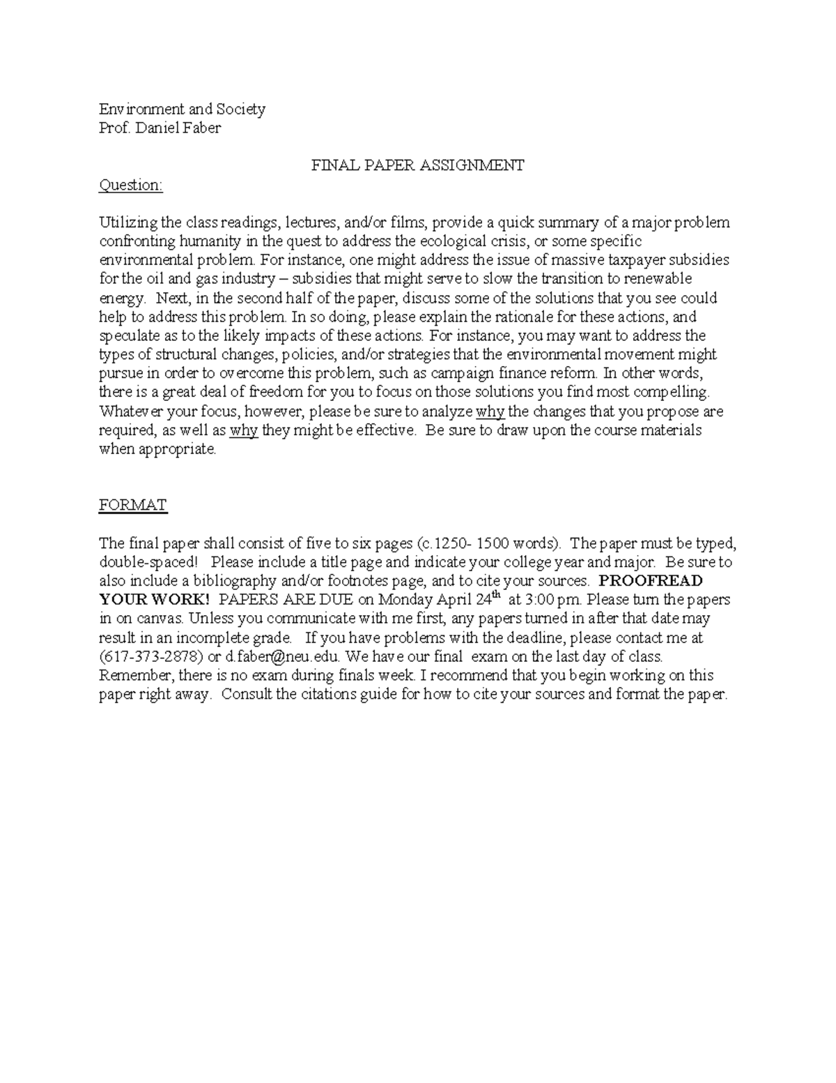 Final Spr23 Paper Assignment SOCL1246 - Environment and Society Prof ...