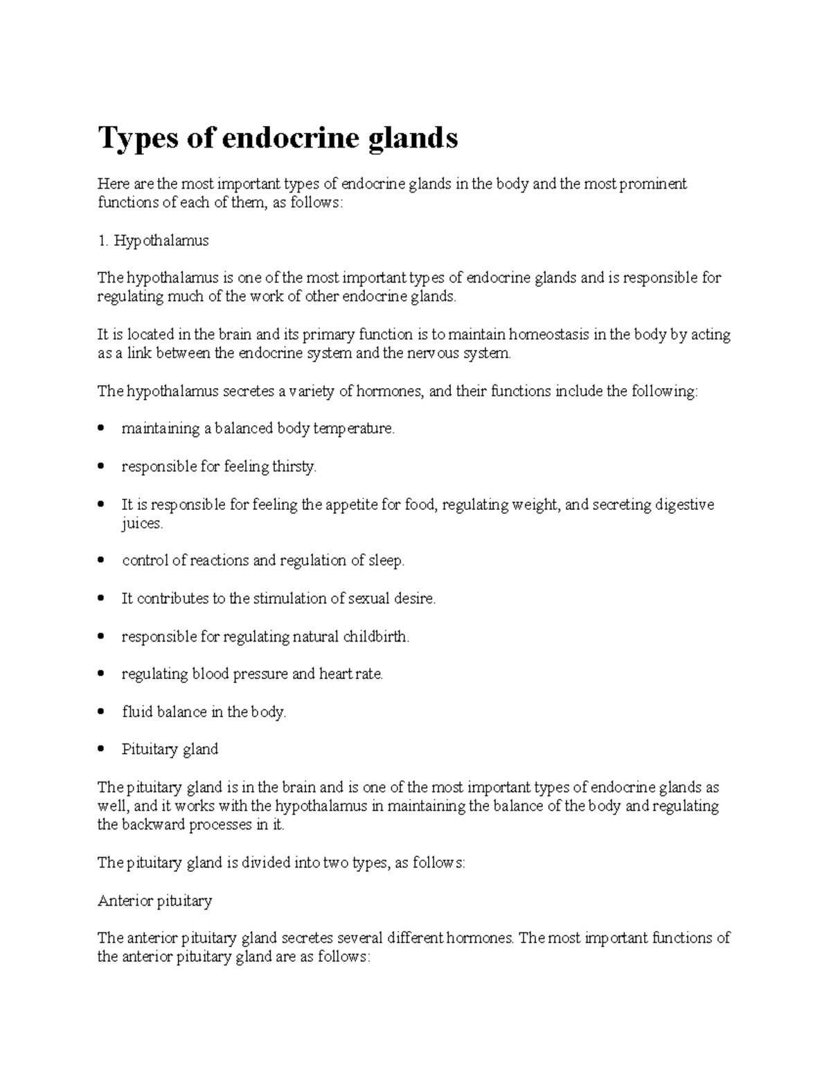 Types of endocrine glands - It is located in the brain and its primary ...