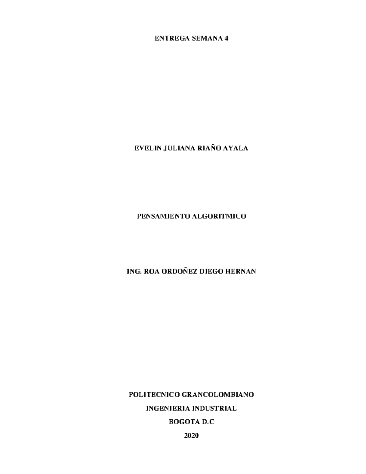 1. Entrega Semana 4 - trabajo pensamiento algoritmico - Warning: TT: undefined function: 32 ...