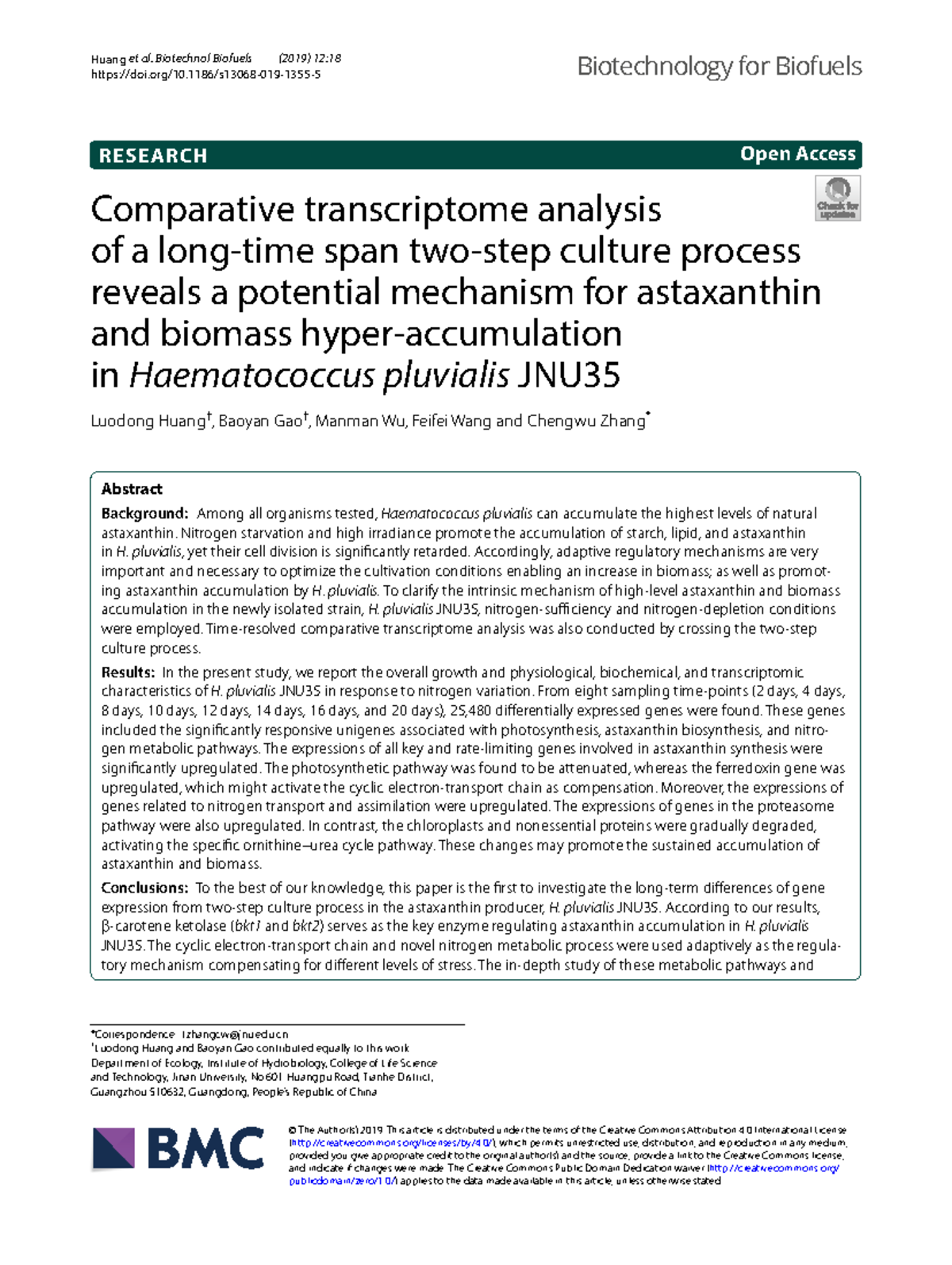 Comparative transcriptome analysis of a long-time span two-step culture ...