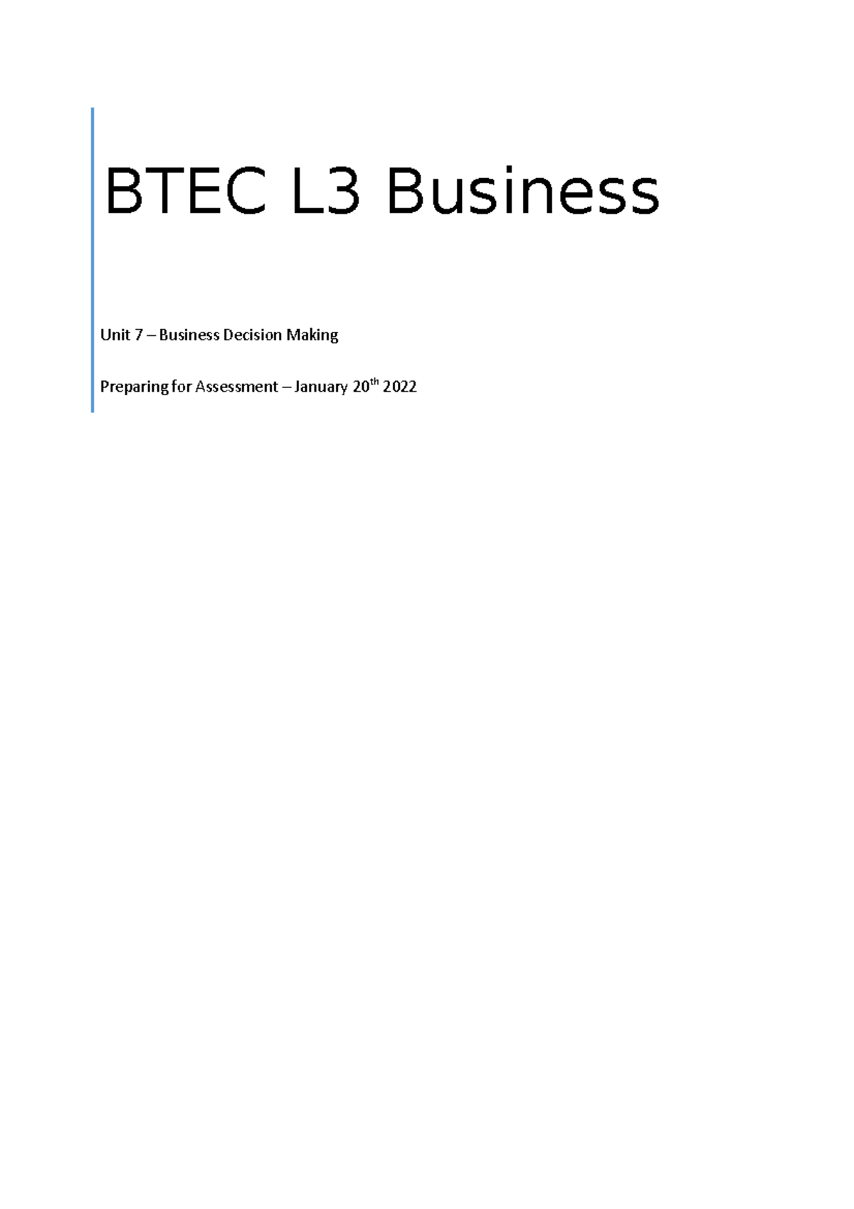 Unit 7 Assessment Guidance 2021-2022 - BTEC L3 Business Unit 7 ...