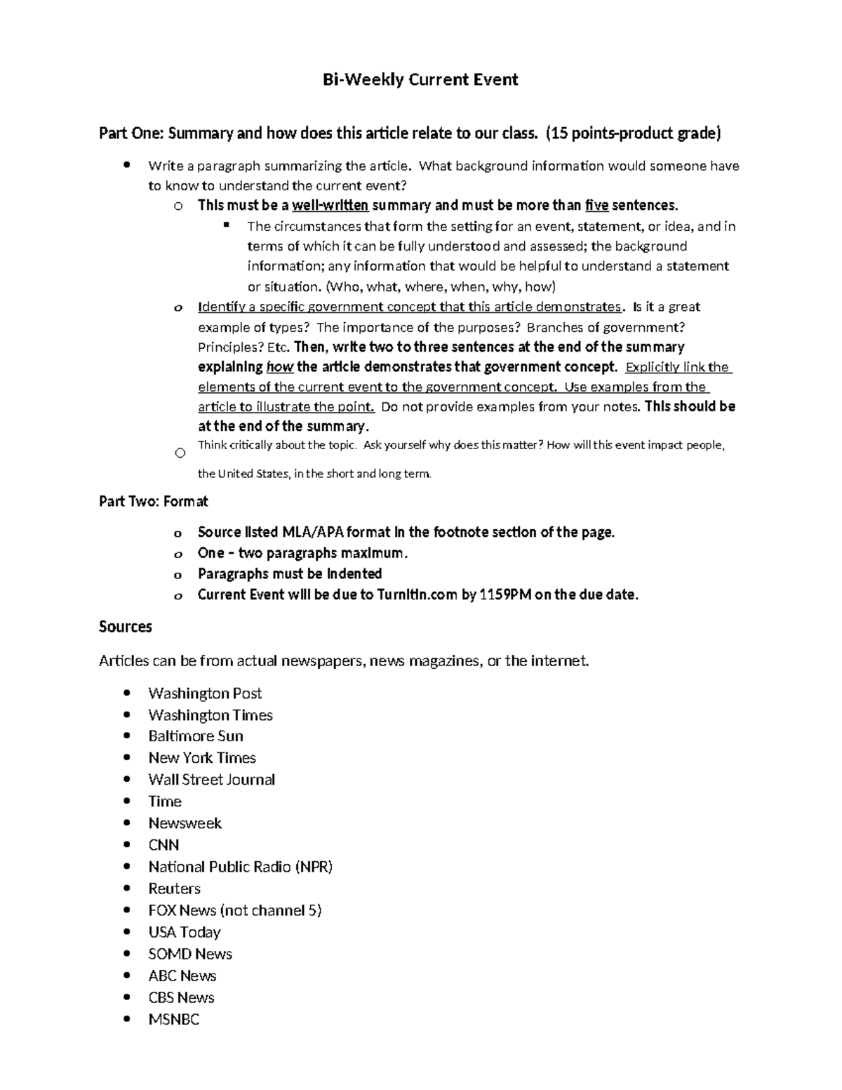 Current Events assignment 24-25 - Bi-Weekly Current Event Part One ...
