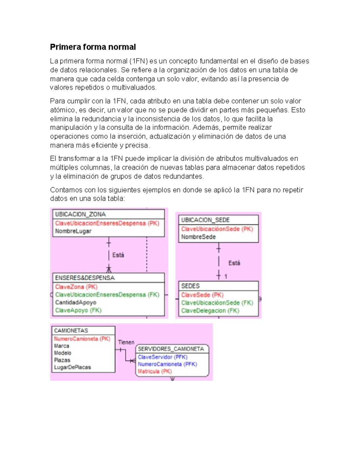 primera forma normal - Se refiere a la organización de los datos en una ...
