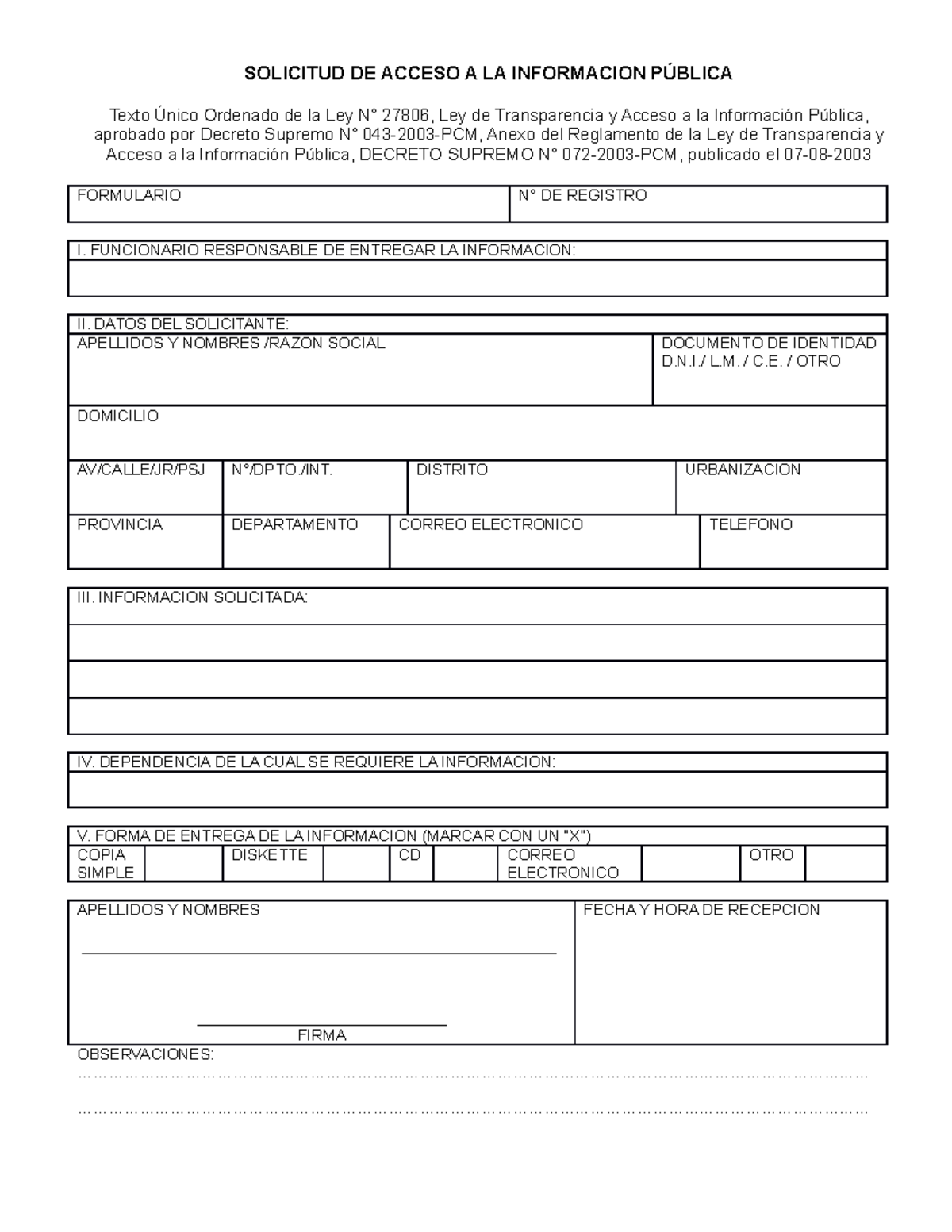 Formato-saip - Formato saip - SOLICITUD DE ACCESO A LA INFORMACION ...