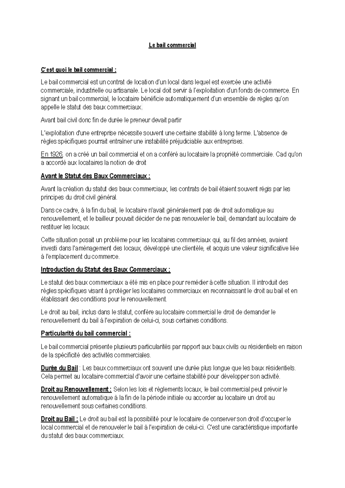 Bail commercial Definition - Le bail commercial C’est quoi le bail ...