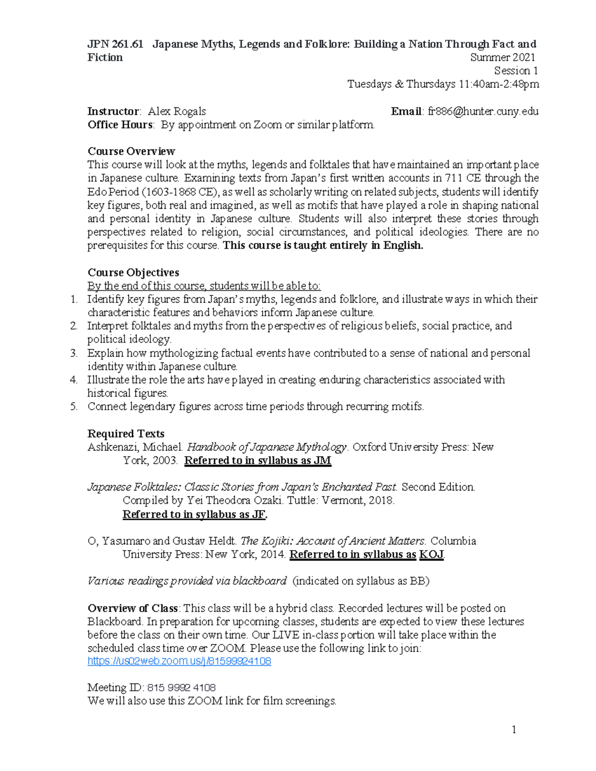 Syllabus - Japanese Myths, Legends and Folklore: Building a Nation ...