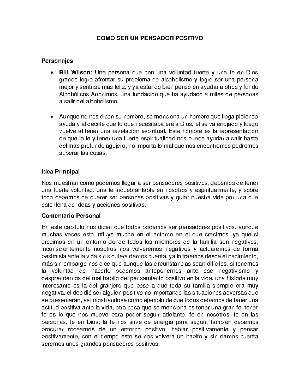 COMO SER UN Pensador Positivo - COMO SER UN PENSADOR POSITIVO ...